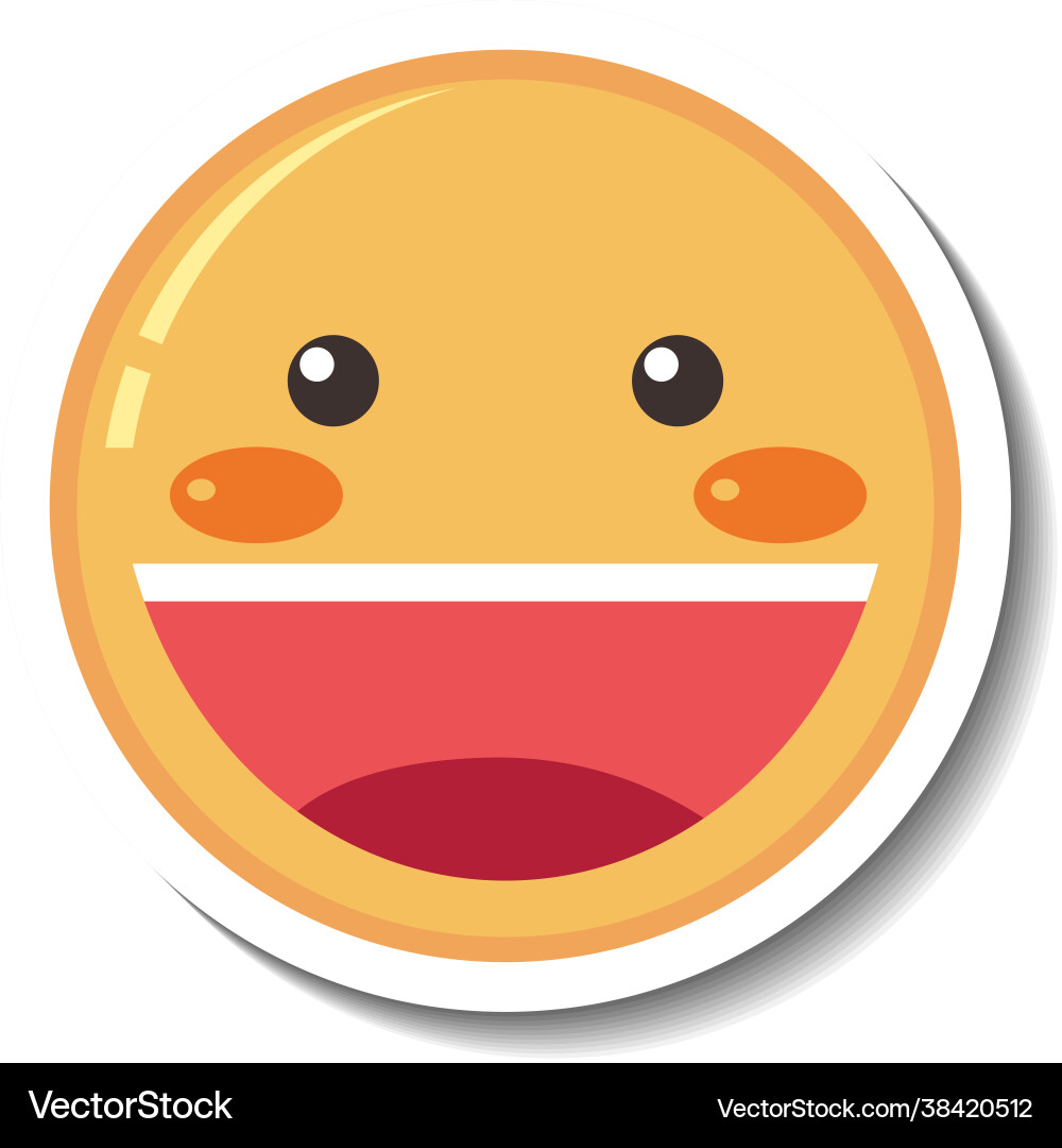 A sticker template with smile face emoji isolated Vector Image