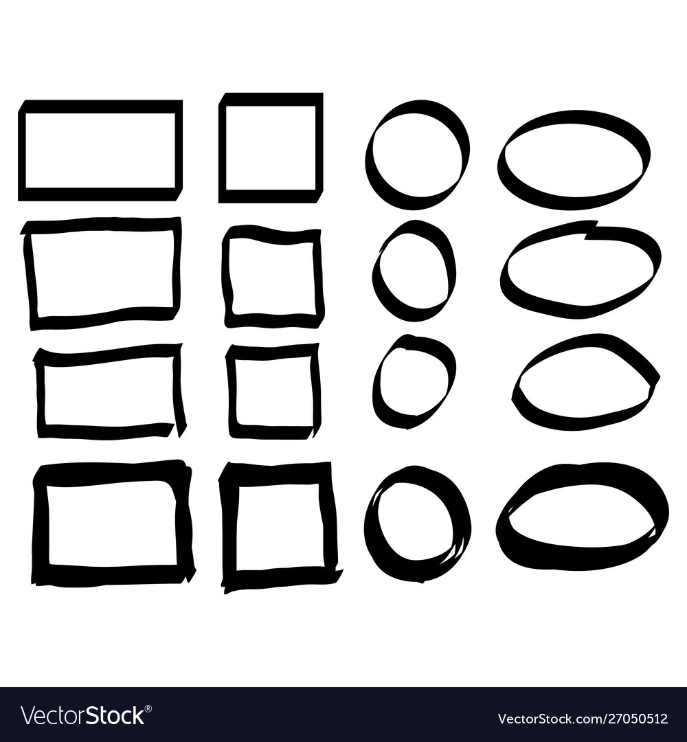 Black circle and square frames brush strokes Vector Image
