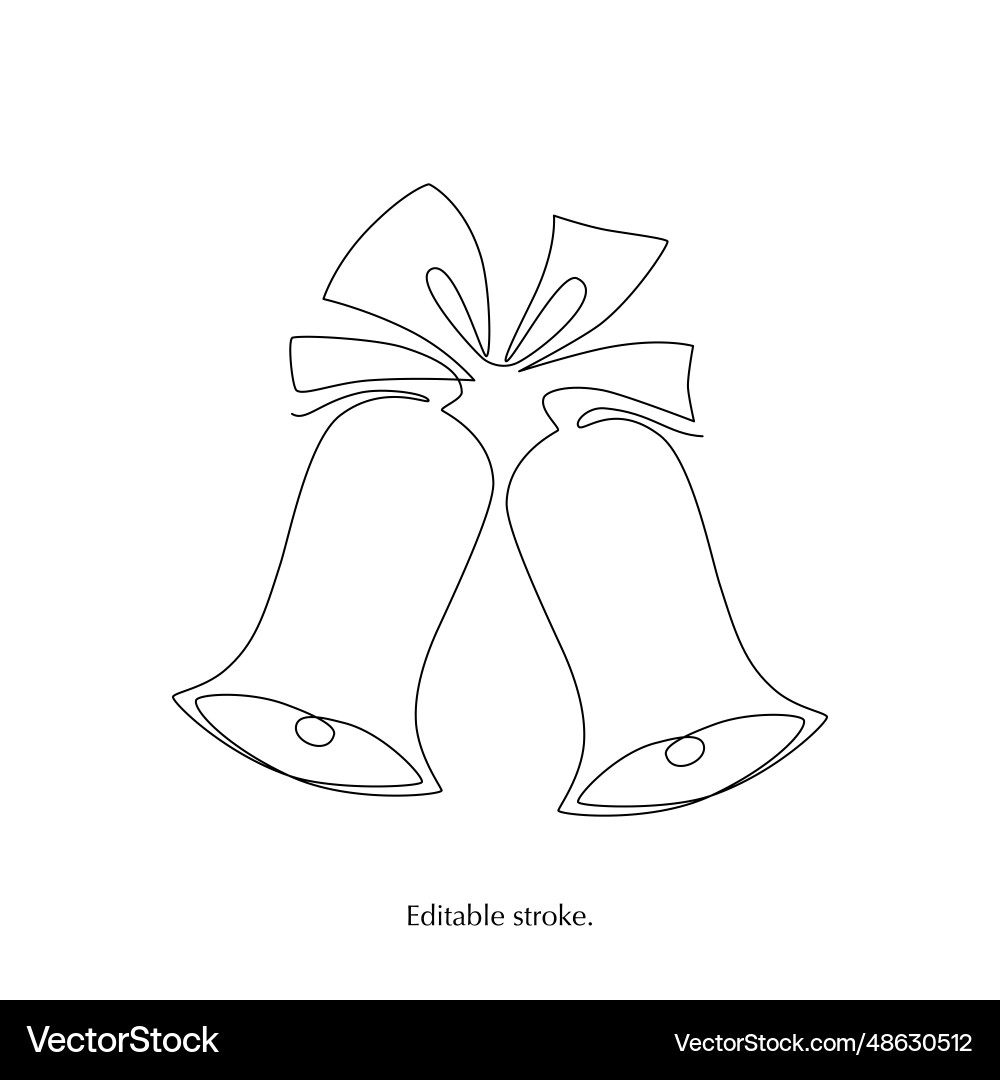 Christmas jingle bell hand draw one single line Vector Image