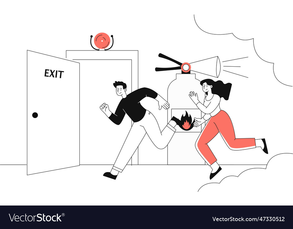 Fire evacuation concept Royalty Free Vector Image Fire evacuation concept Royalty Free Vector Image