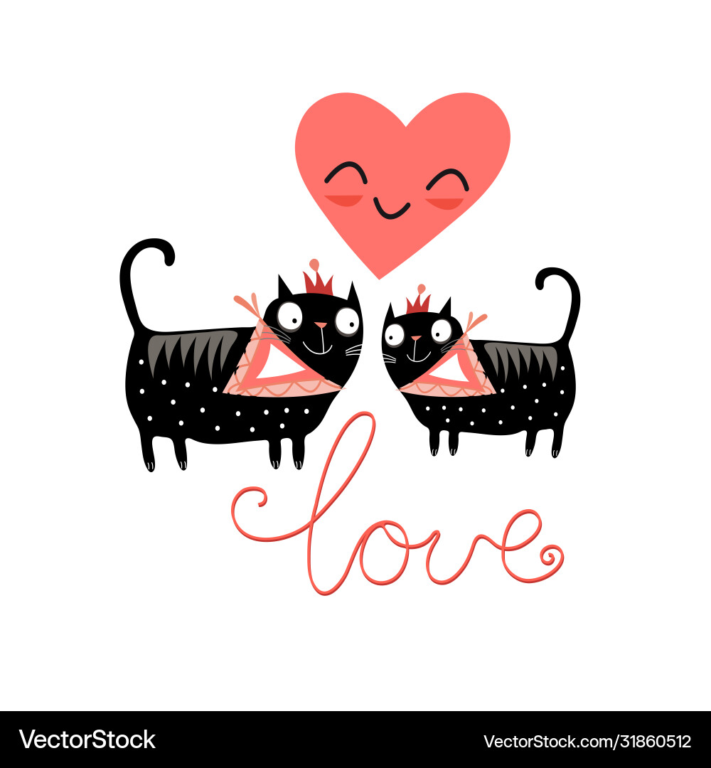 Love cats and heart Royalty Free Vector Image - VectorStock