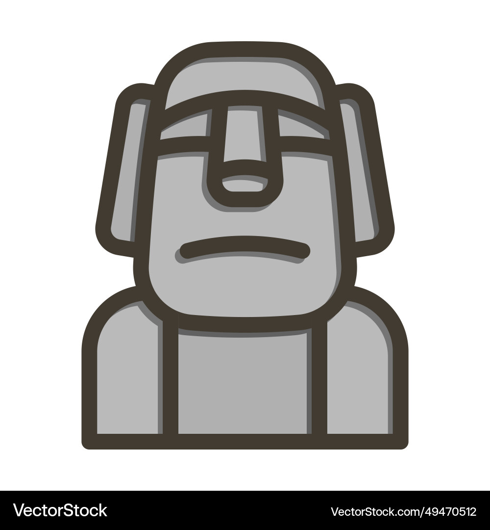 Moai thick line filled colors icon for personal Vector Image