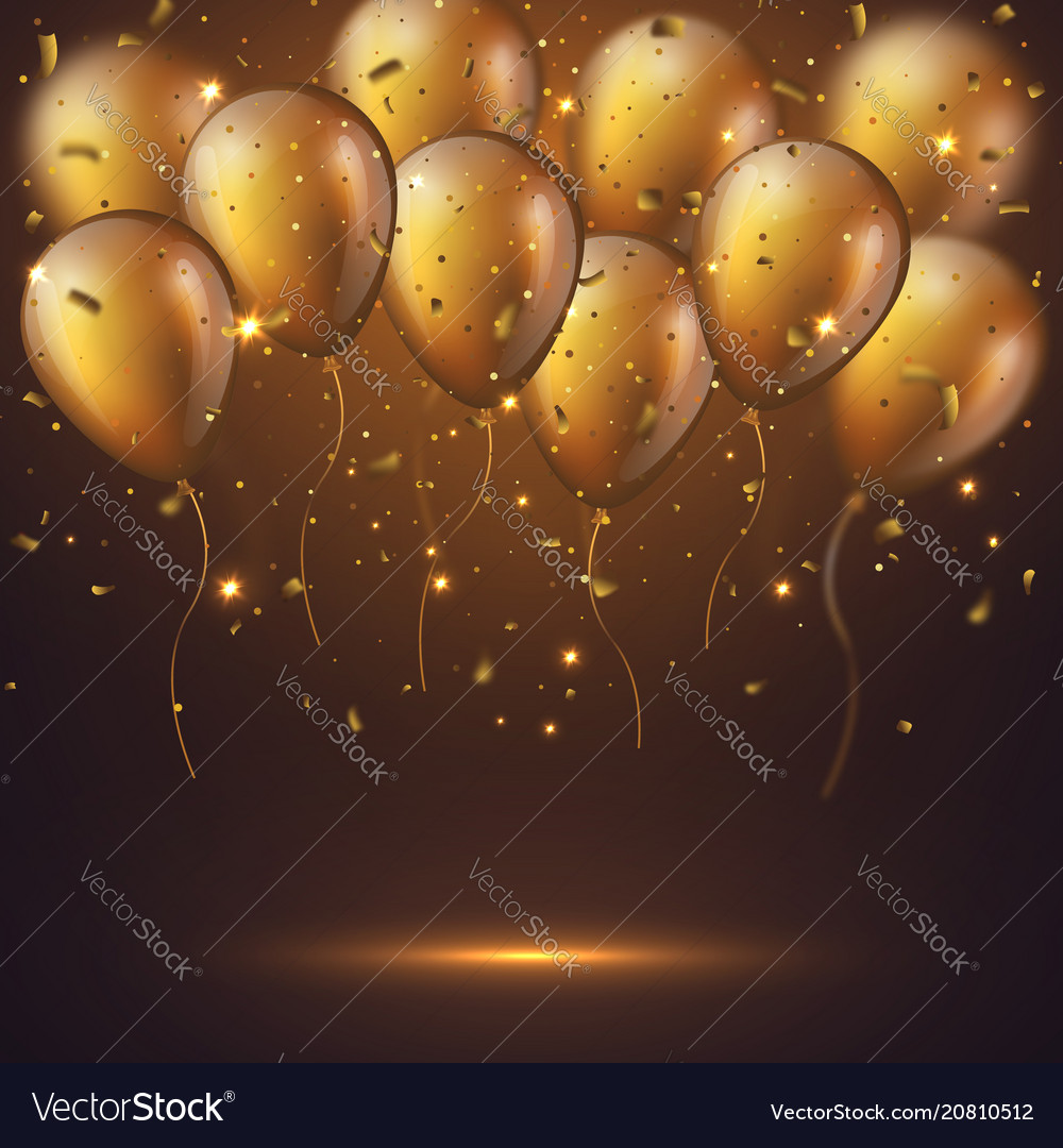 Realistic 3d glossy golden balloons Royalty Free Vector Realistic 3d glossy golden balloons Royalty Free Vector