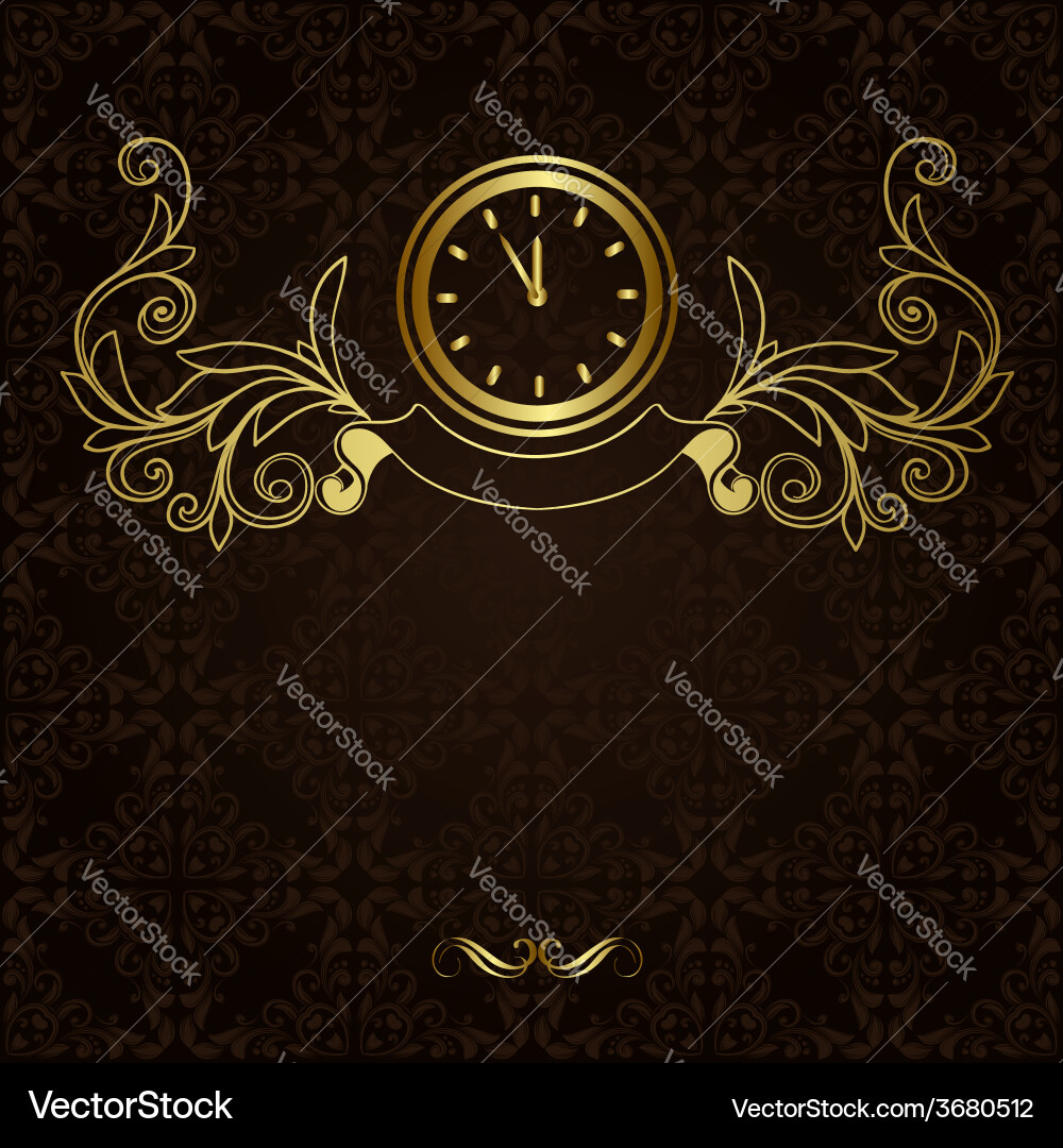 Vintage background with ornament and hours Vector Image