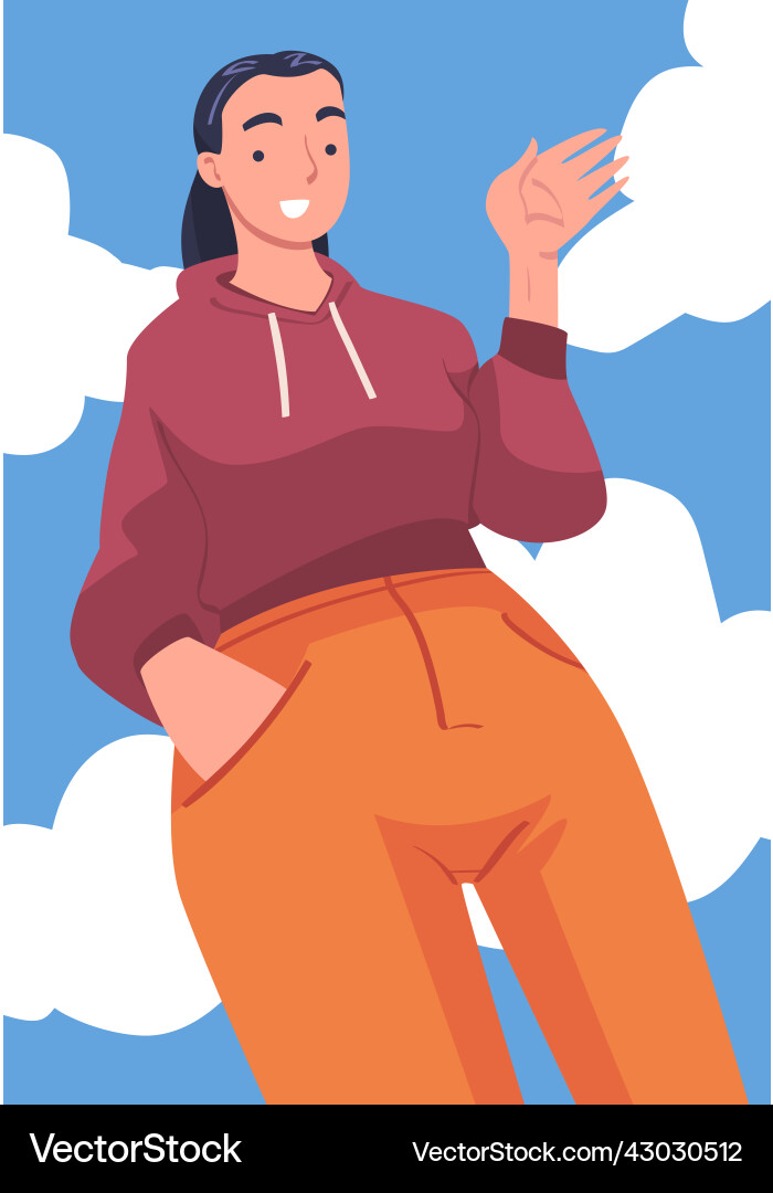 Woman character standing looking from above Vector Image