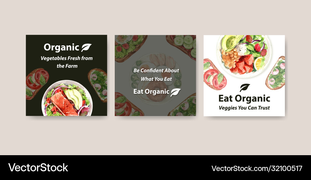 Advertising template with healthy and organic Vector Image