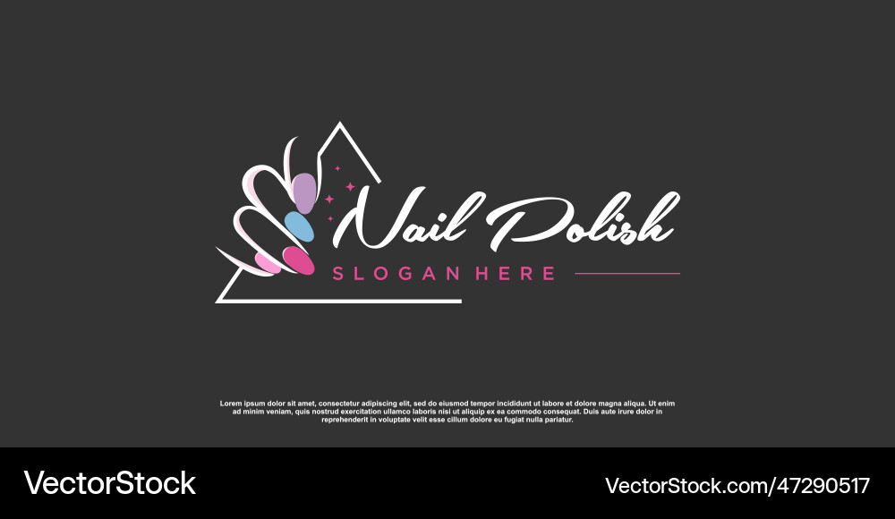 Beauty nail logo design with creative unique Vector Image