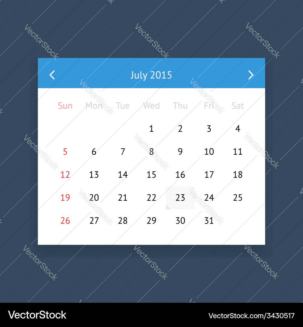 Calendar page for july 2015 Royalty Free Vector Image
