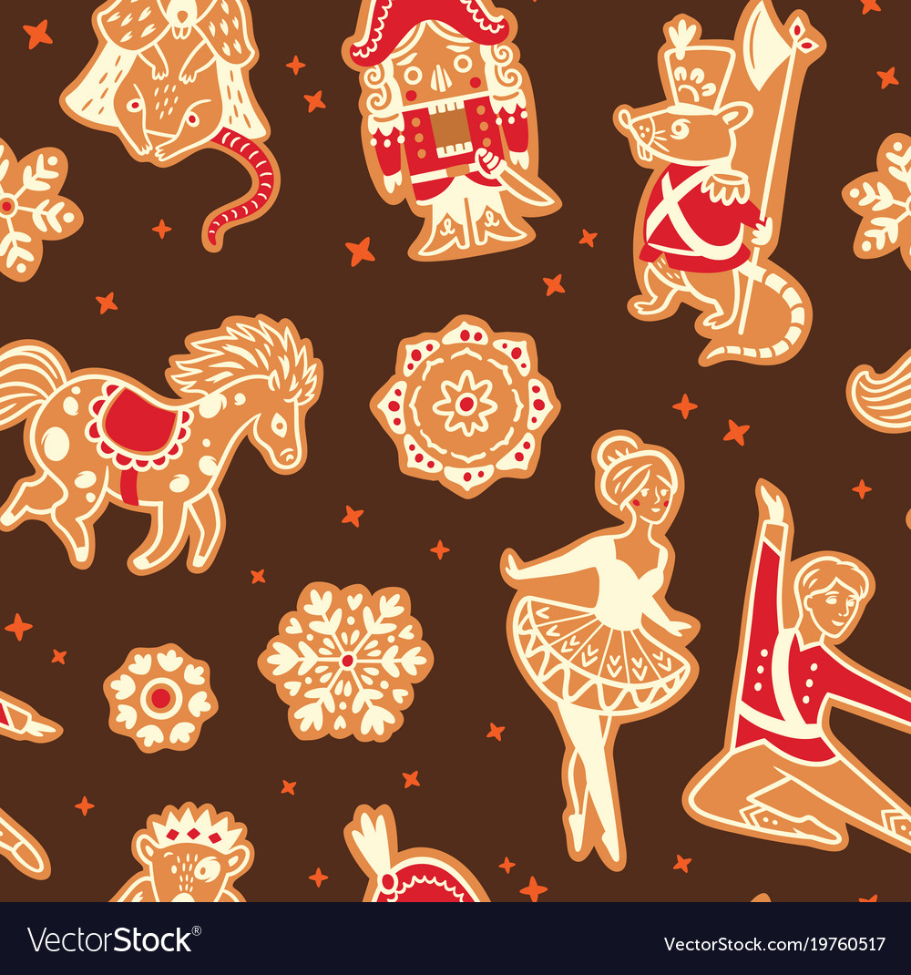 Christmas gingerbread seamless pattern with Vector Image