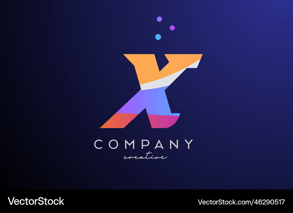 Colored x alphabet letter logo icon with dots Vector Image