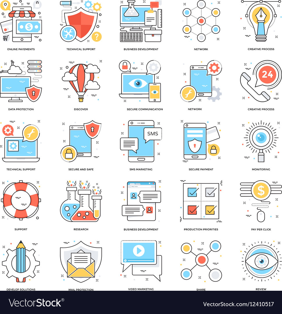 Flat Color Line Icons 1 Royalty Free Vector Image