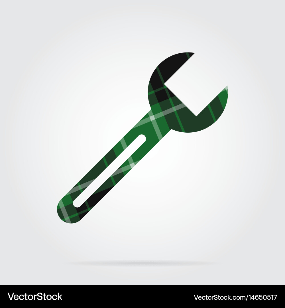 Green black tartan isolated icon - spanner Vector Image