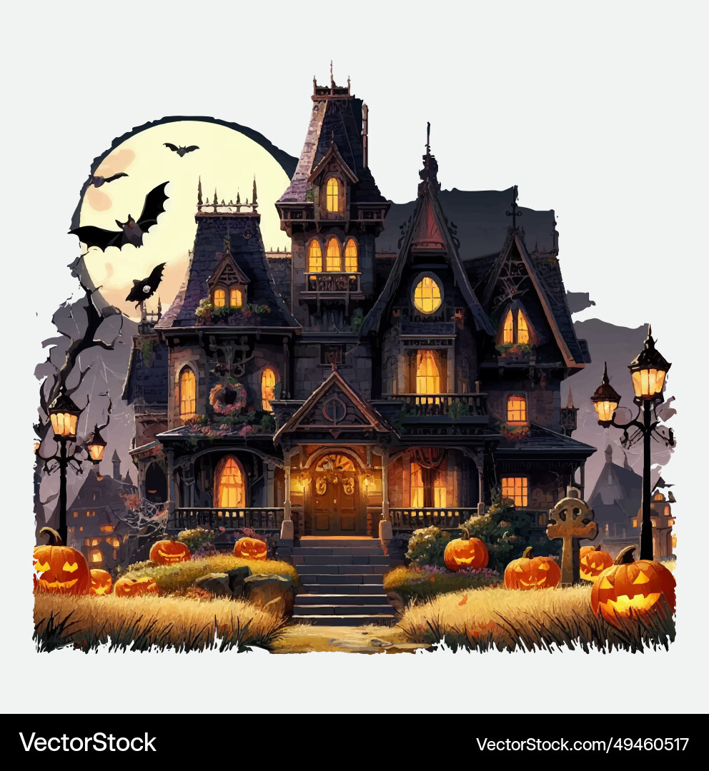 Halloween haunted house file Royalty Free Vector Image