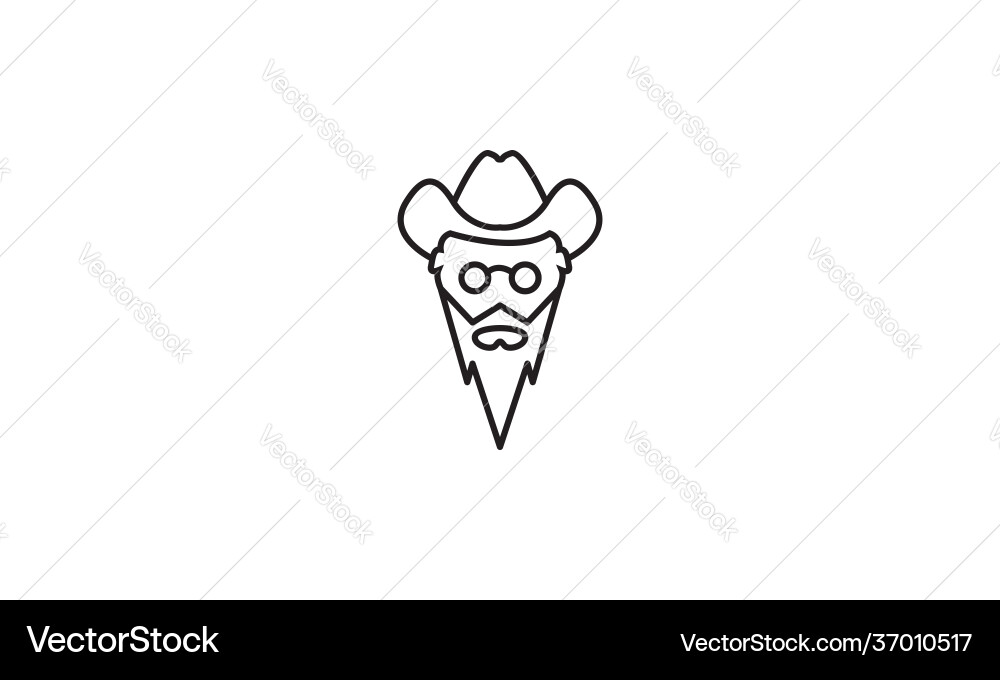 Head man lines with long beard logo symbol icon Vector Image
