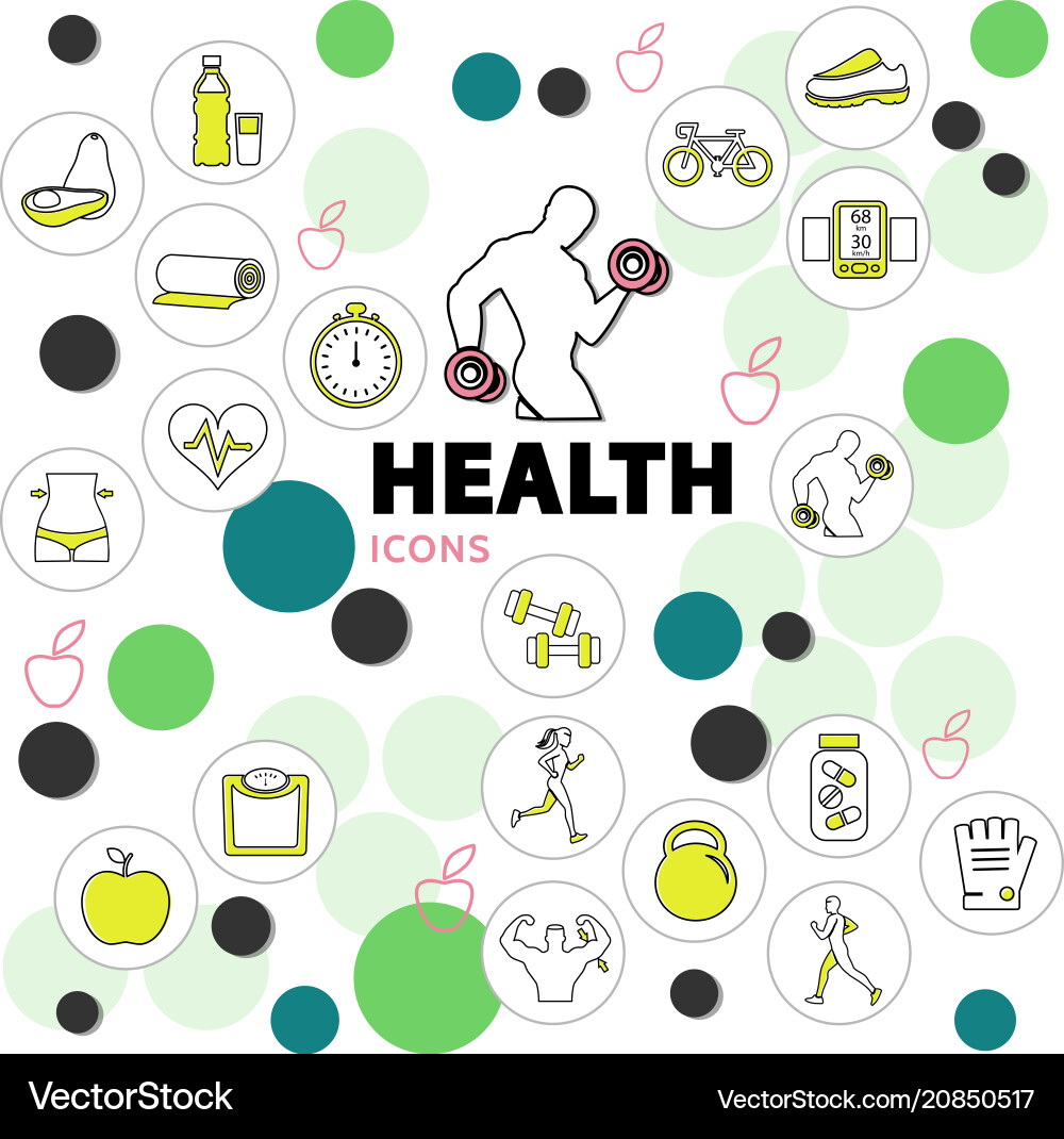 Health line icons set Royalty Free Vector Image