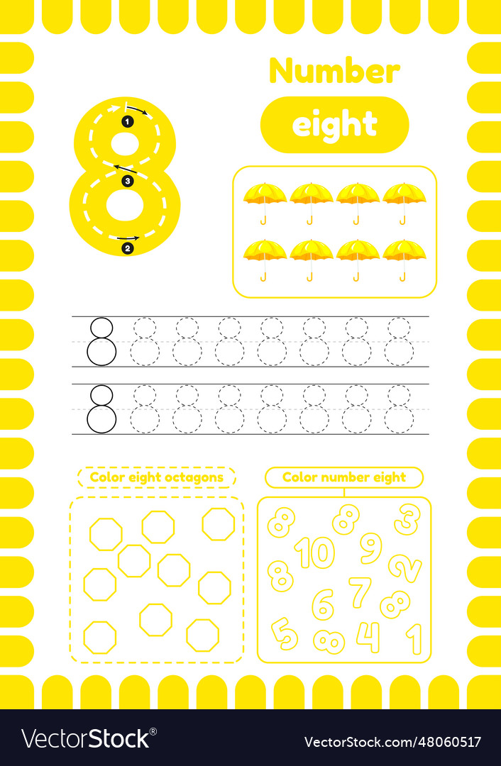Kida activity pages learn numbers preschool Vector Image Kida activity pages learn numbers preschool Vector Image