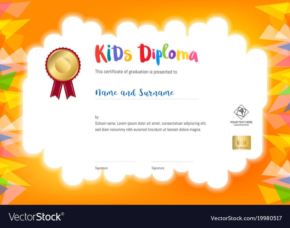 Kids summer camp diploma or certificate template Vector Image