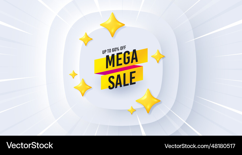 Mega sale sticker discount banner shape Royalty Free Vector
