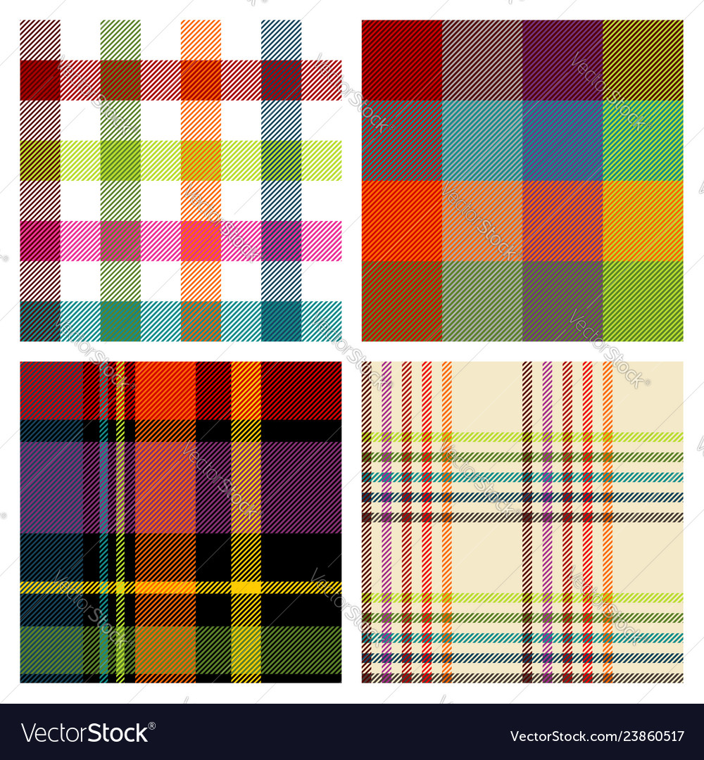 Seamless multicolored checked patterns Royalty Free Vector