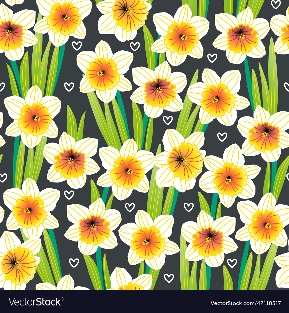 Seamless pattern with stylized daffodils Vector Image