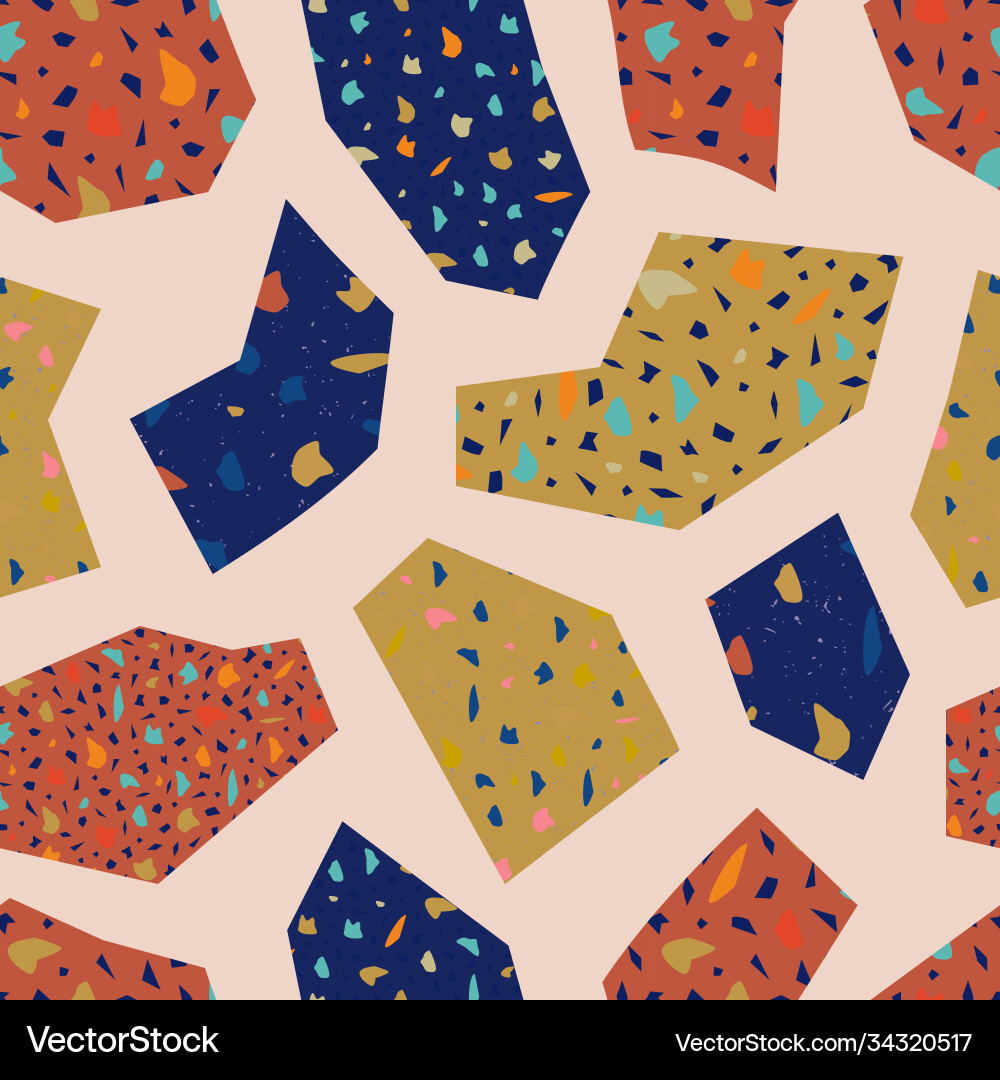 Seamless terrazzo pattern with geometric elements Vector Image