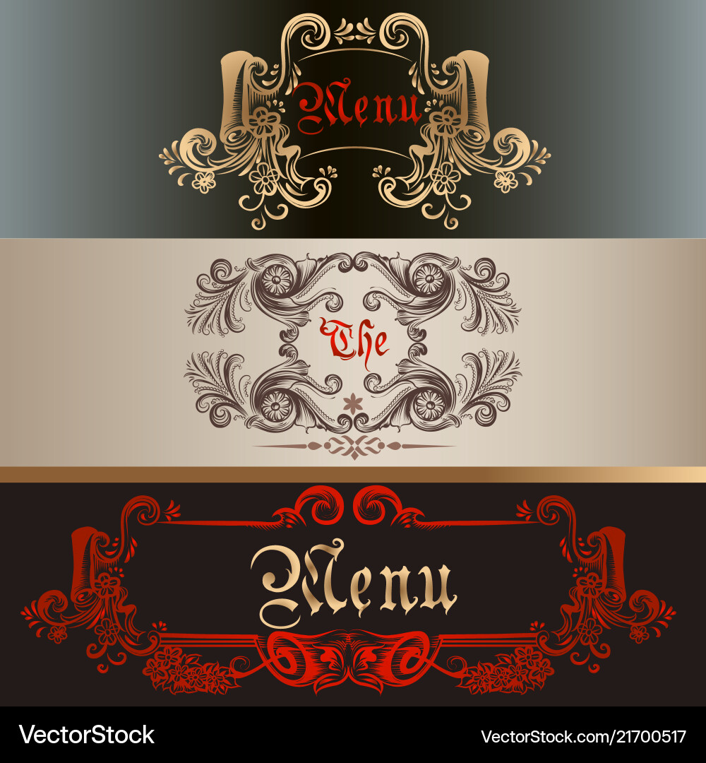 Set antique menu designs luxury style Royalty Free Vector