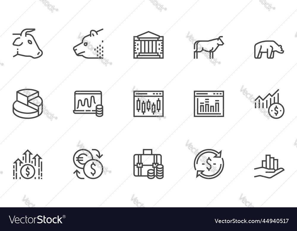 Stock market line icons Royalty Free Vector Image
