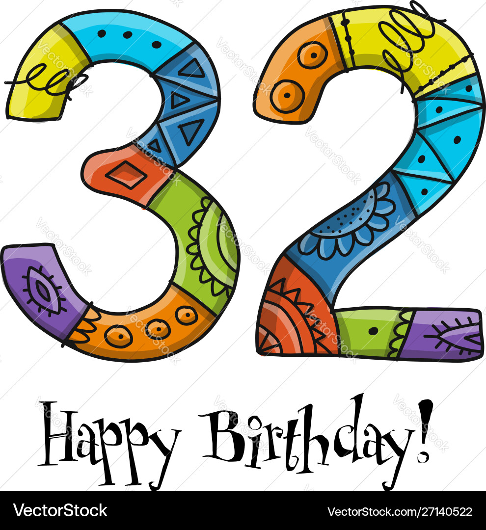 32th anniversary celebration greeting card Vector Image