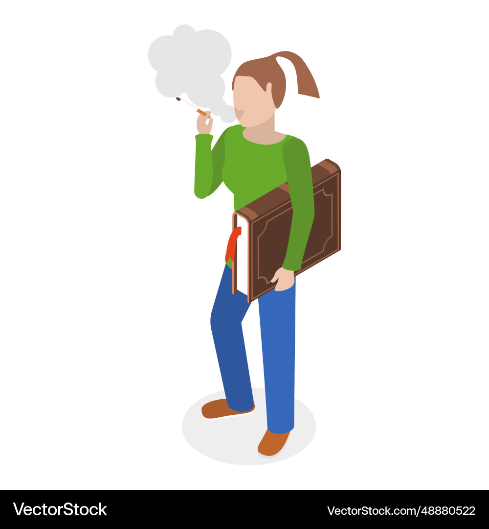 3d isometric flat set of smoking people Royalty Free Vector