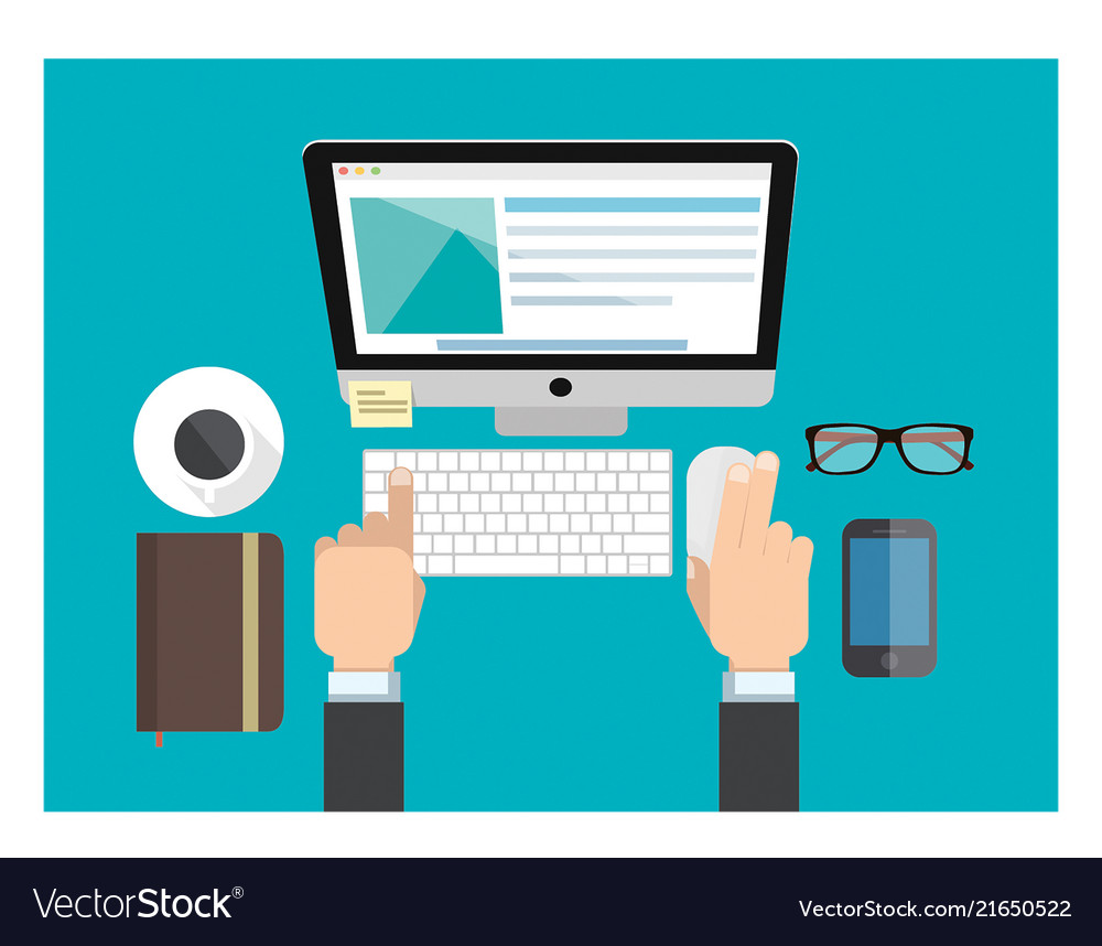 A worker working on computer keyboard Royalty Free Vector