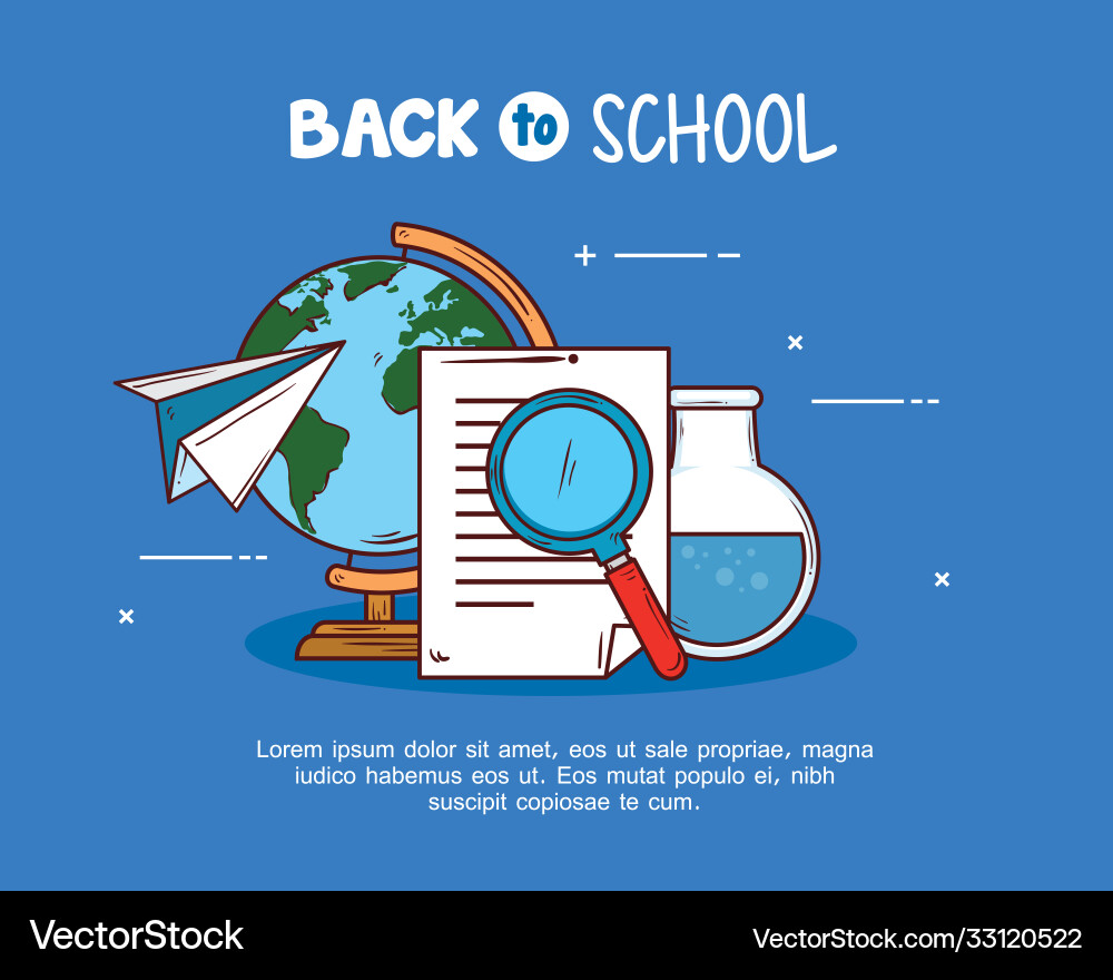 Back to school banner with magnifying glass Vector Image