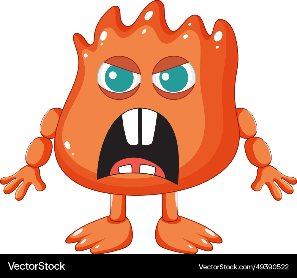 Big teeth red monster cartoon character Royalty Free Vector
