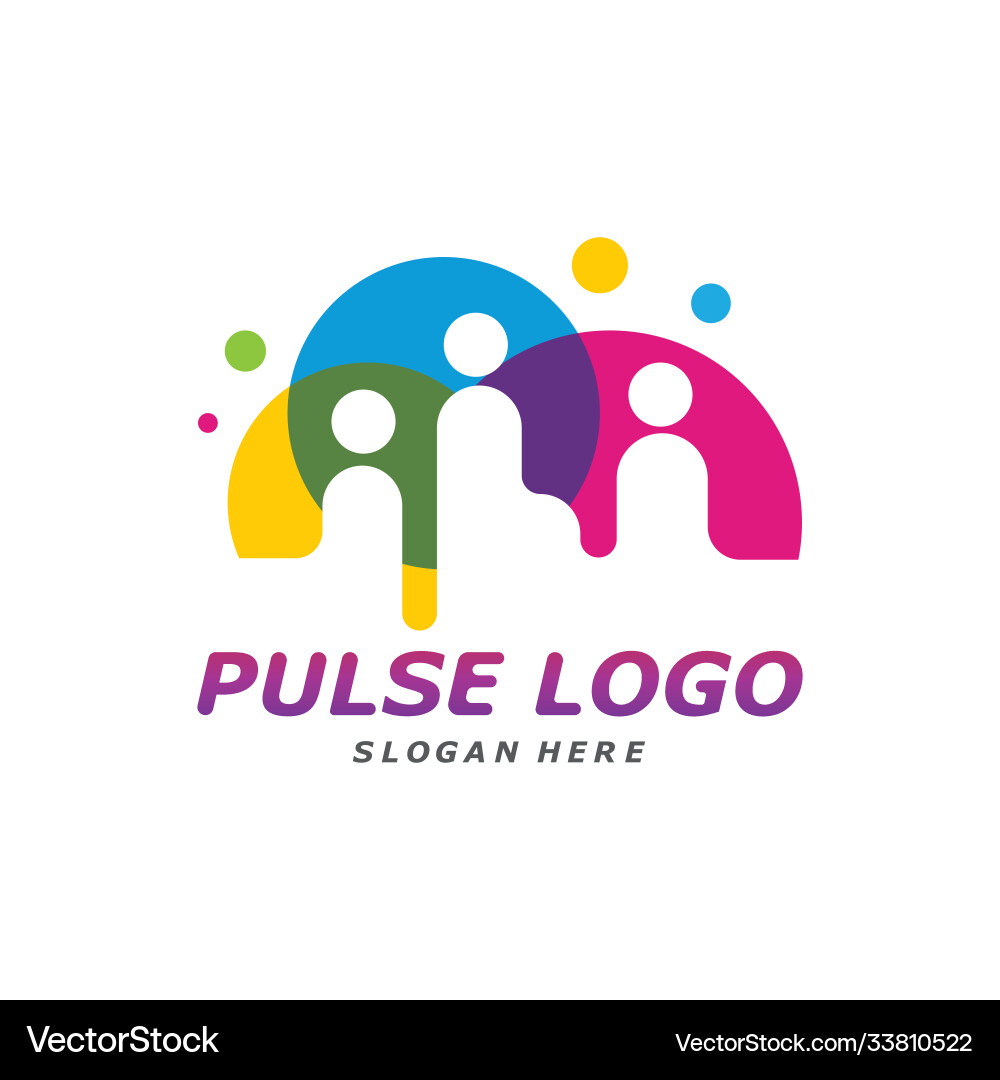Colorful pulse logo design concept people beat Vector Image