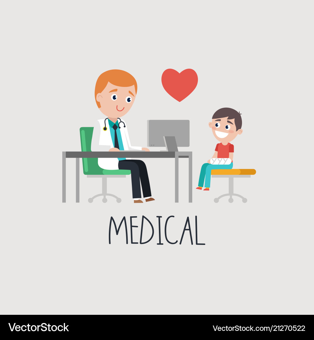 Doctor looking at little boy Royalty Free Vector Image