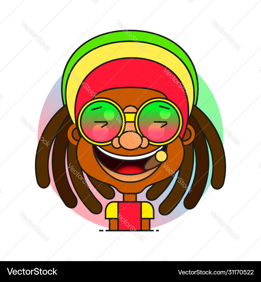 Face symbol a man with dreadlocks hairstyle Vector Image
