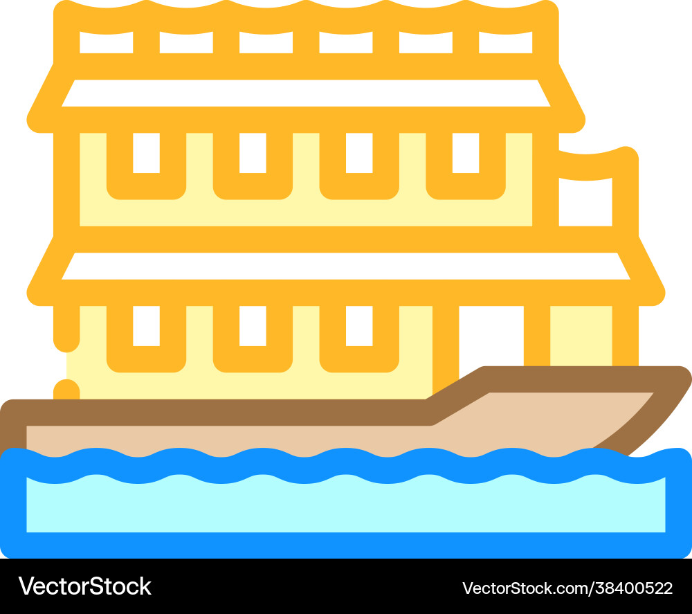 Floating boat house color icon Royalty Free Vector Image
