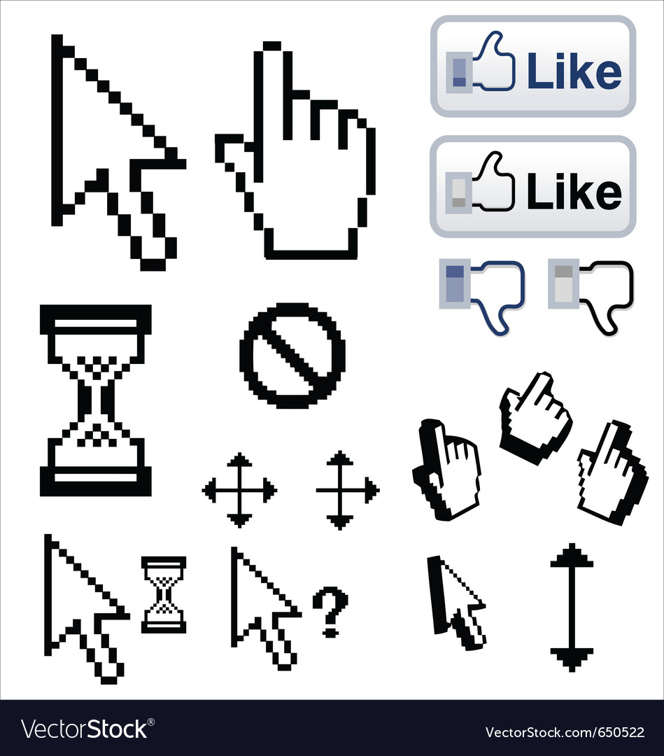 Mouse pointers arrow hand finger Royalty Free Vector Image