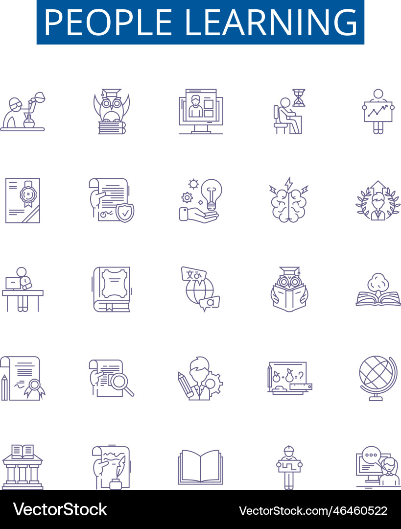 People learning line icons signs set design Vector Image