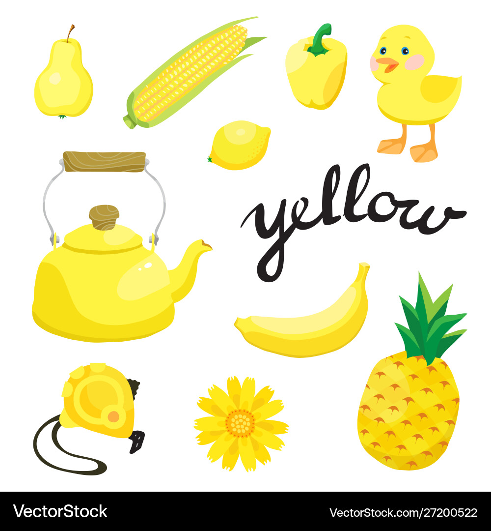 Yellow learn color education set of Royalty Free Vector