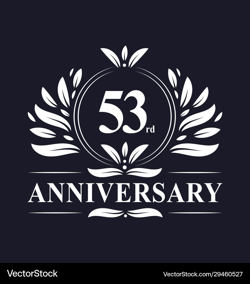 53 years anniversary logo 53rd Royalty Free Vector Image