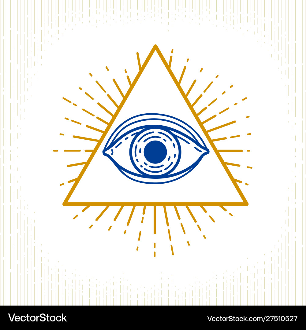 All seeing eye god in sacred geometry triangle Vector Image