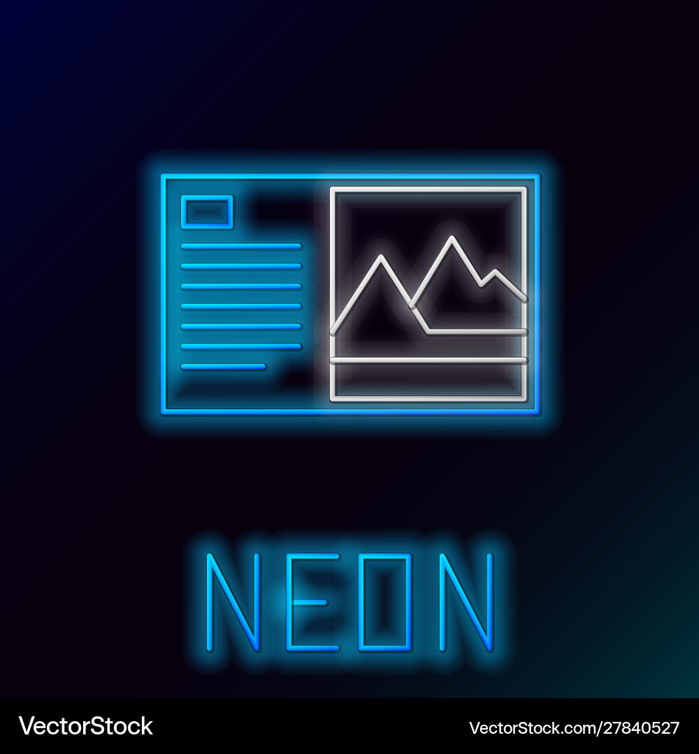 Blue glowing neon line postcard icon isolated Vector Image