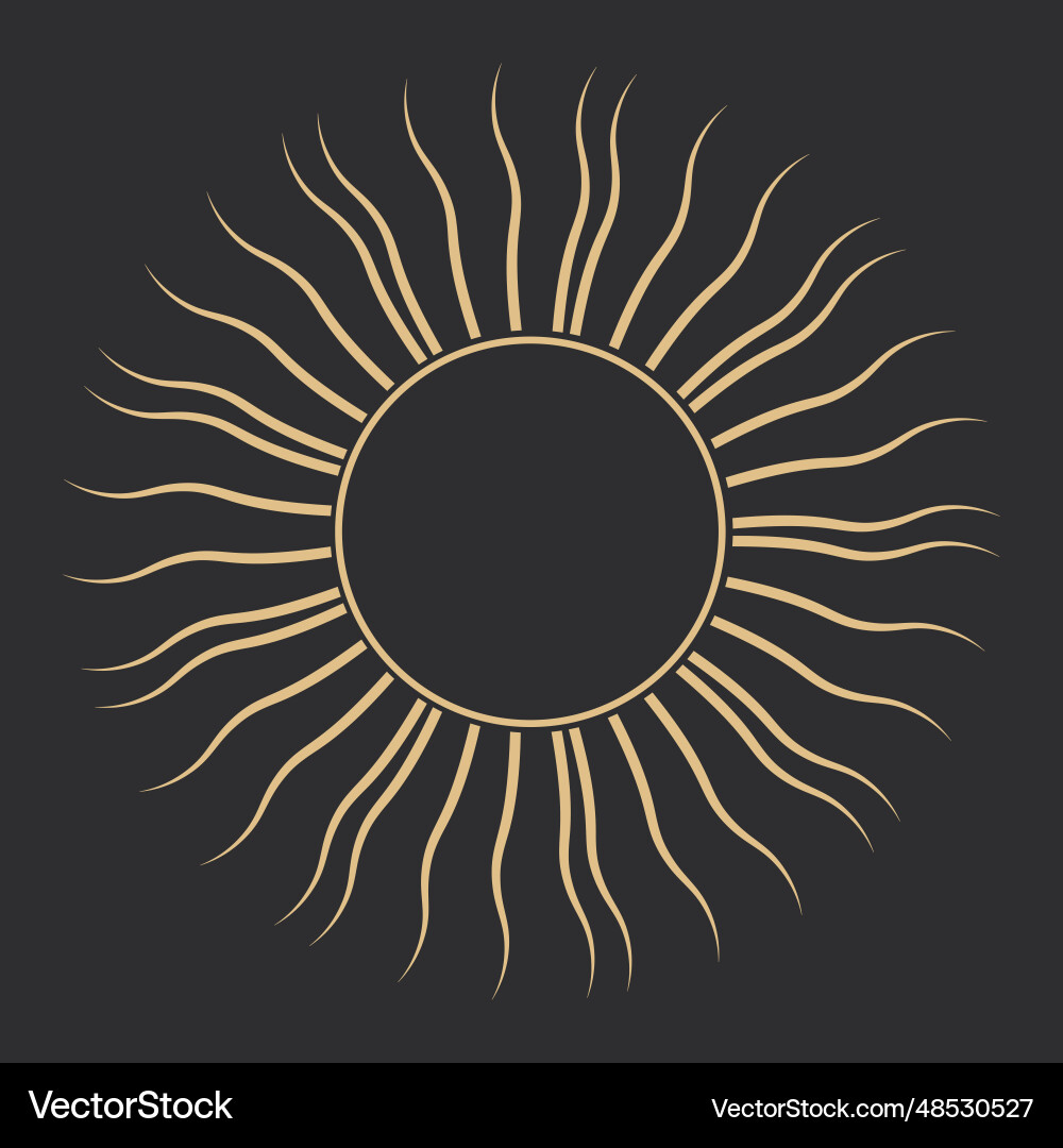 Celestial border sun line frame golden mystic Vector Image