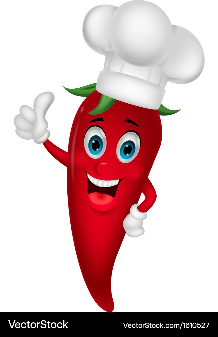 Chef chili cartoon with thumb up Royalty Free Vector Image