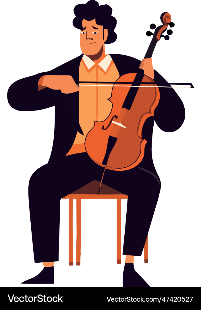Classical musician playing cello on isolated stage