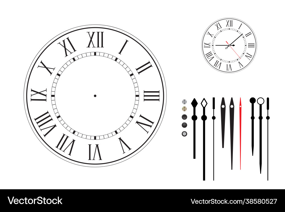 Clock face in retro style with roman numerals Vector Image