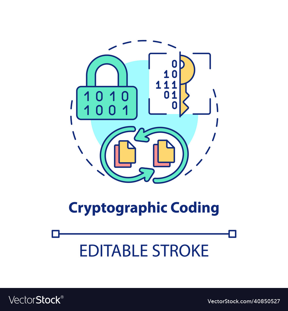 Cryptographic coding concept icon Royalty Free Vector Image