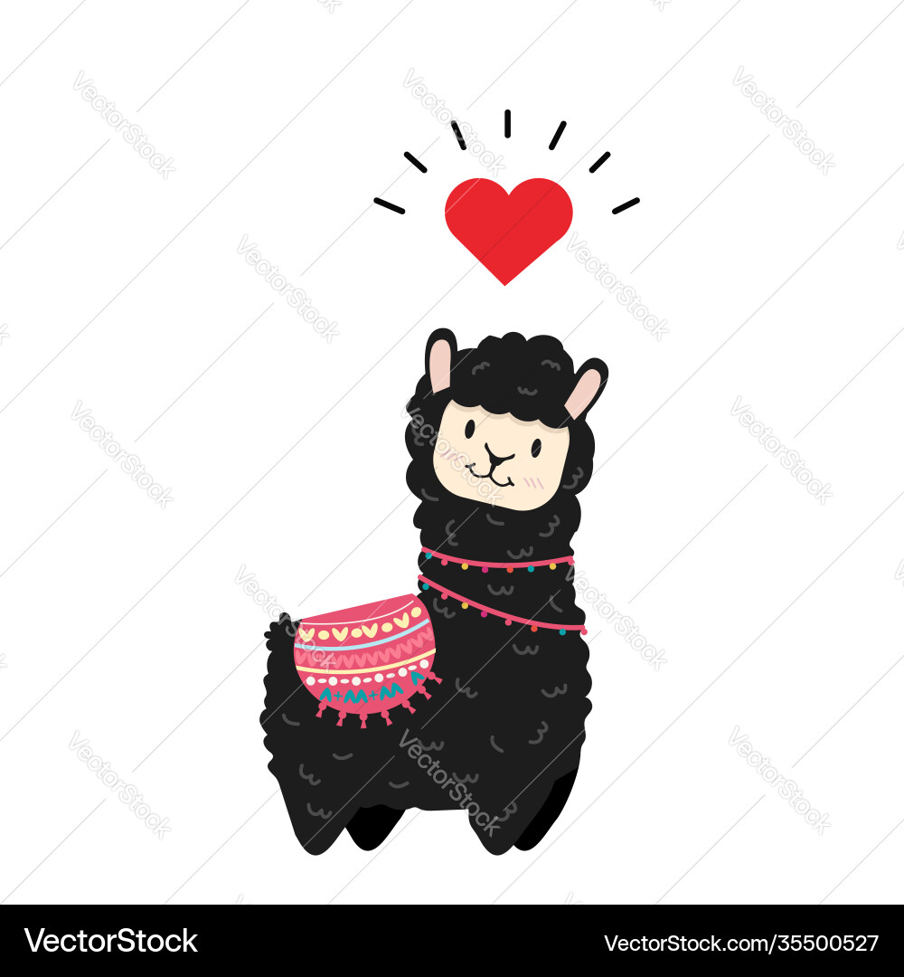 Cute alpaca animal character Royalty Free Vector Image