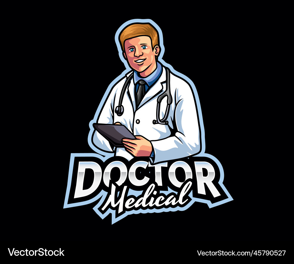 Doctor mascot logo design Royalty Free Vector Image