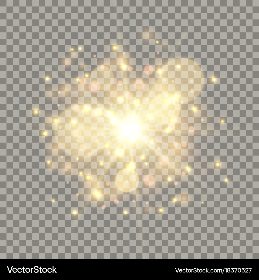 Golden flash with bokeh and particles Royalty Free Vector